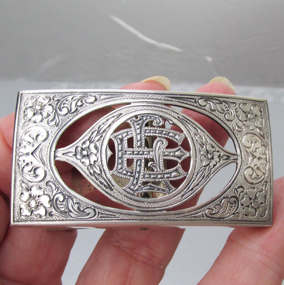 Antique Austria Belt Sash Buckle Art Nouveau Floral Solid 900 Silver - Etsy