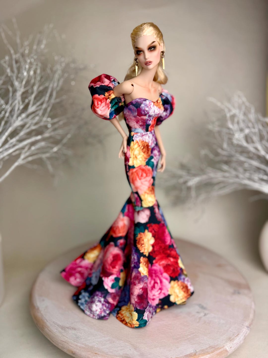 Floral Evening Gown for 1/4 & 1/6 BJD Dolls, Handmade BJD Clothes - Etsy