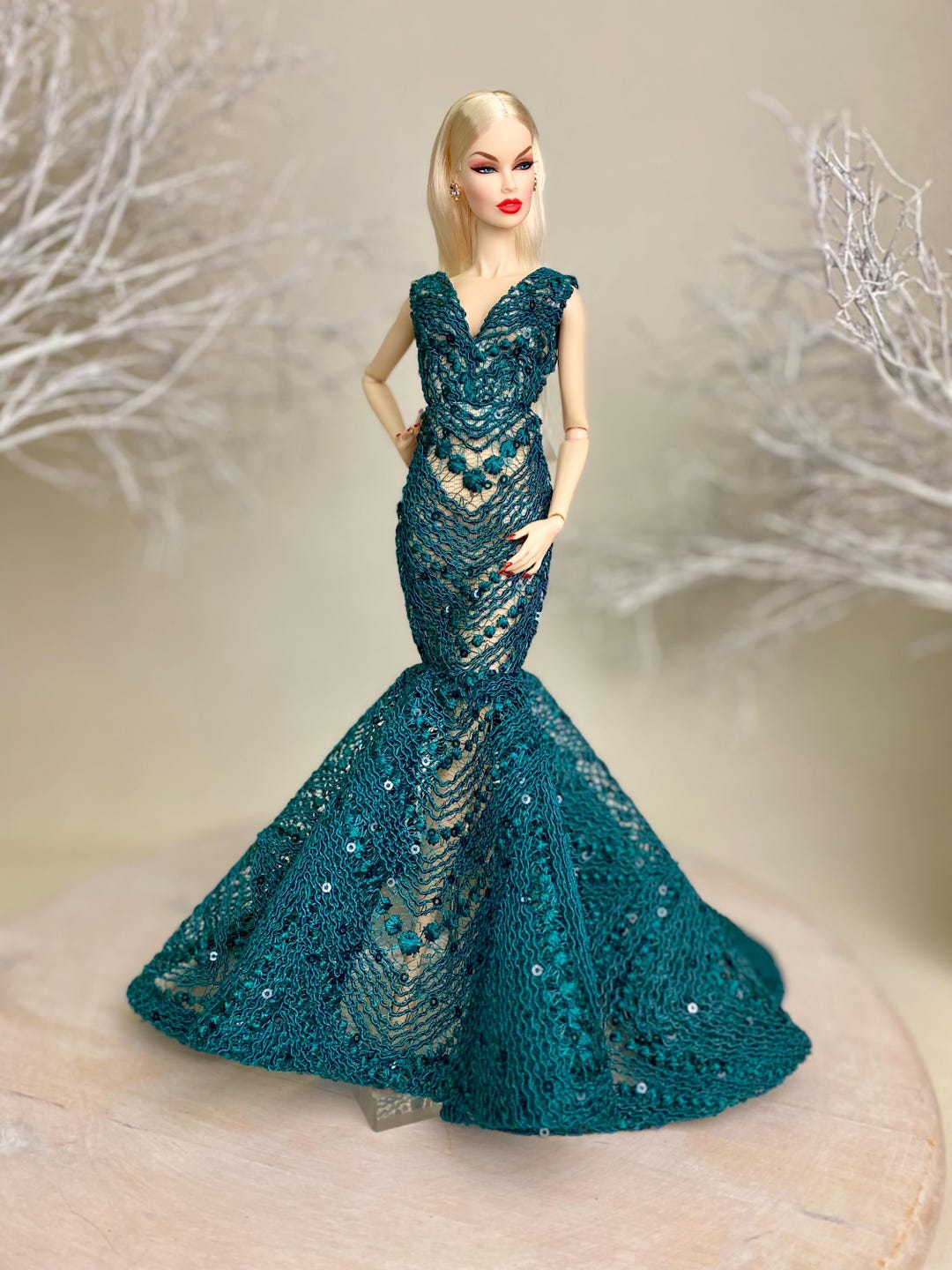 Lace Evening Gown for 12” Dolls 1/6 Scale - Etsy