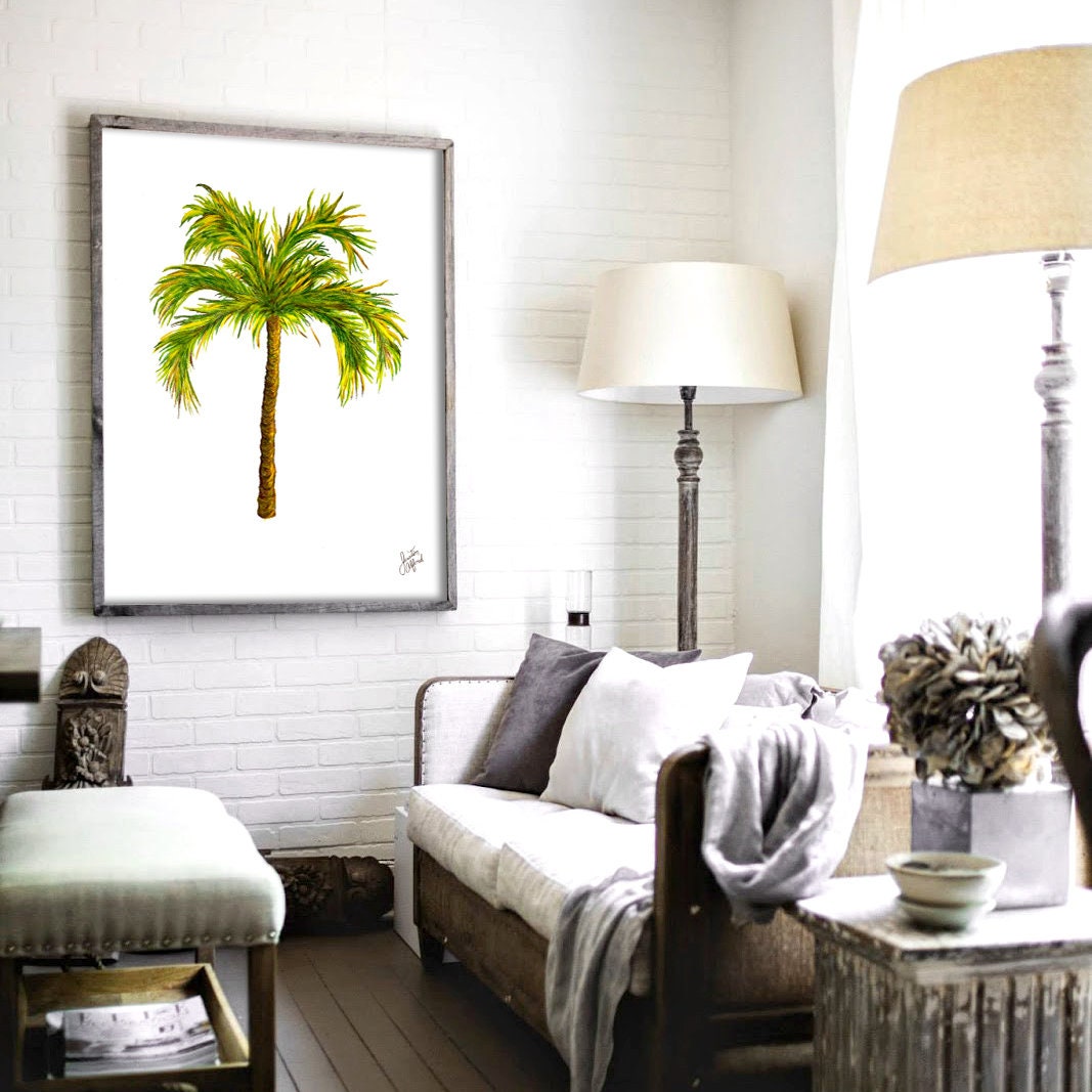 Minimalist Palm Tree Art Hand Drawn Tropical Plant Print 18x24 16x20 ...