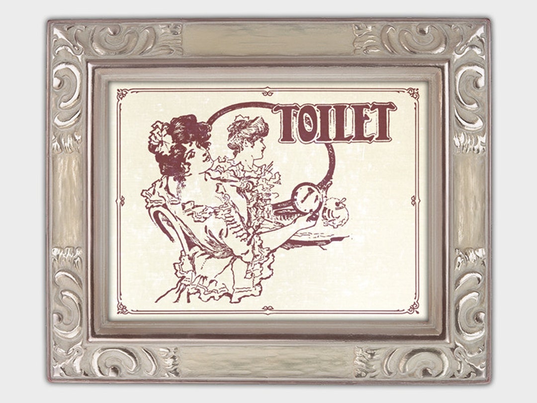 Art Nouveau Toilet Sign Print, Marsala Restroom Poster - Etsy