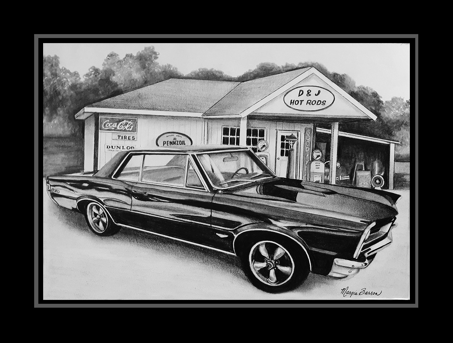 Pencil Drawing of Your Car, Classic Car, Hot Rod, Corvette, Camaro ...