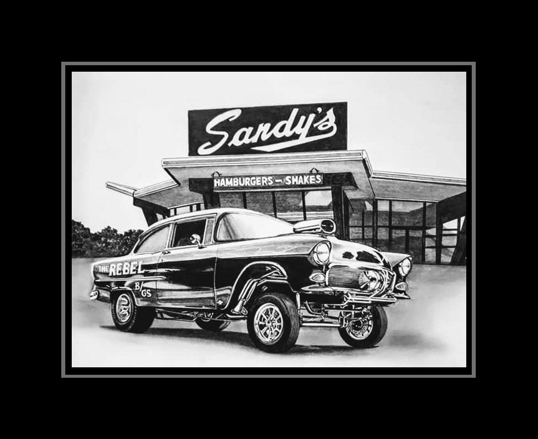 Pencil Drawing of Your Car, Classic Car, Hot Rod, Corvette, Camaro ...