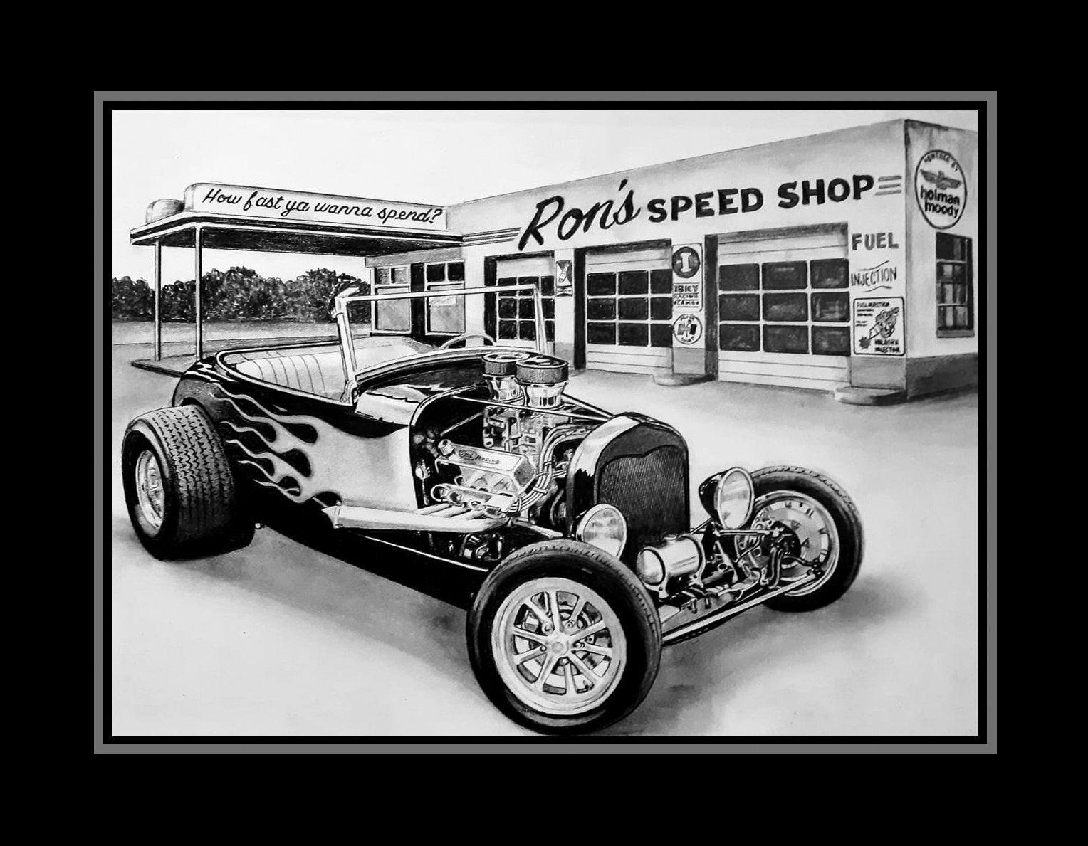 Pencil Drawing of Your Car, Classic Car, Hot Rod, Corvette, Camaro ...