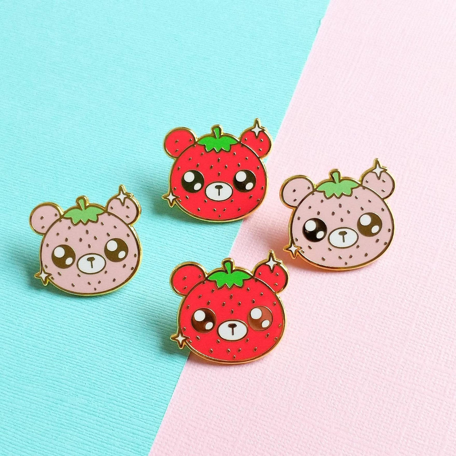 Strawberry Bear Hard Enamel Pins Grade A Pins - Etsy