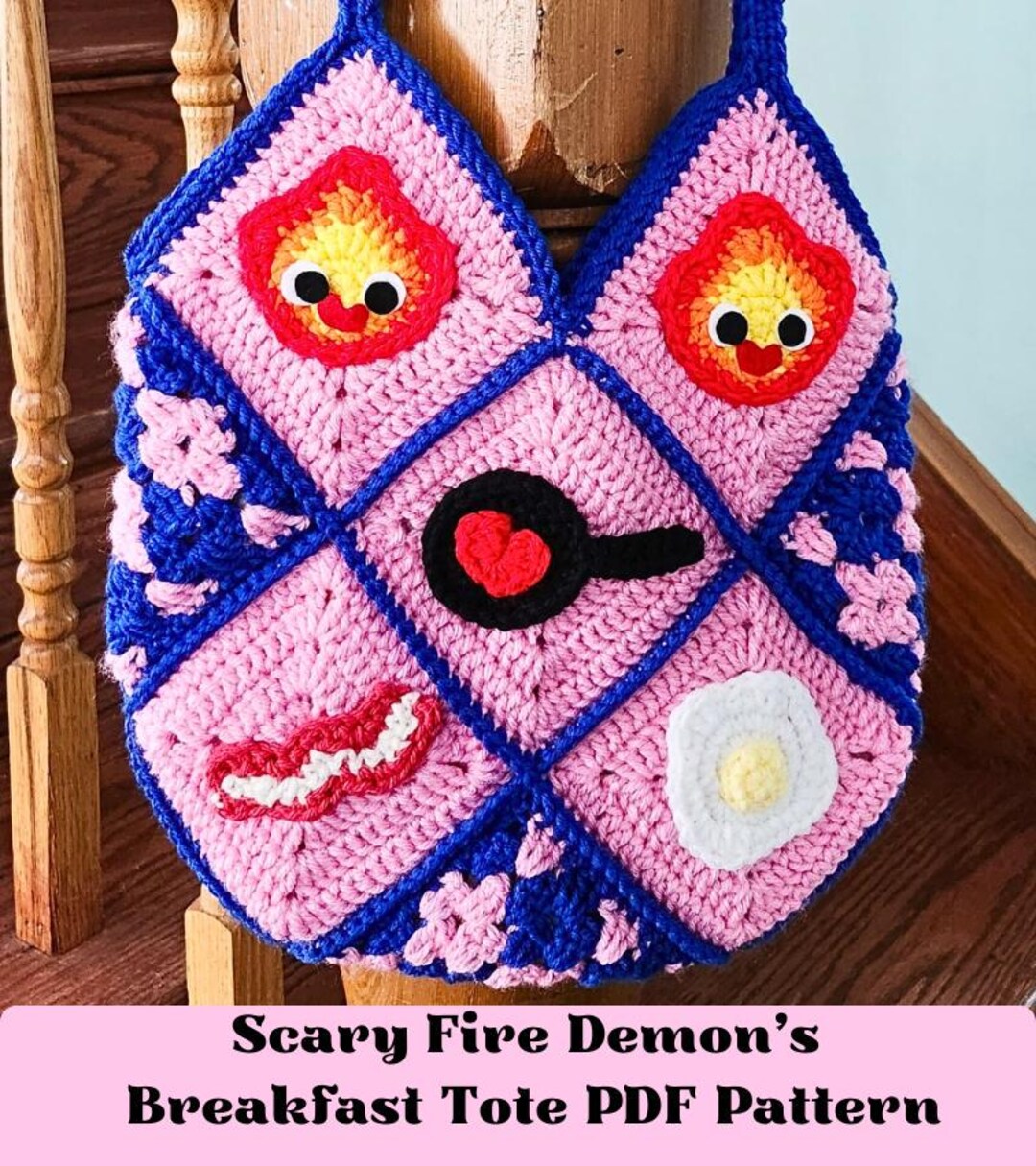 Scary Fire Demon's Breakfast Crochet Tote PDF Pattern - Etsy