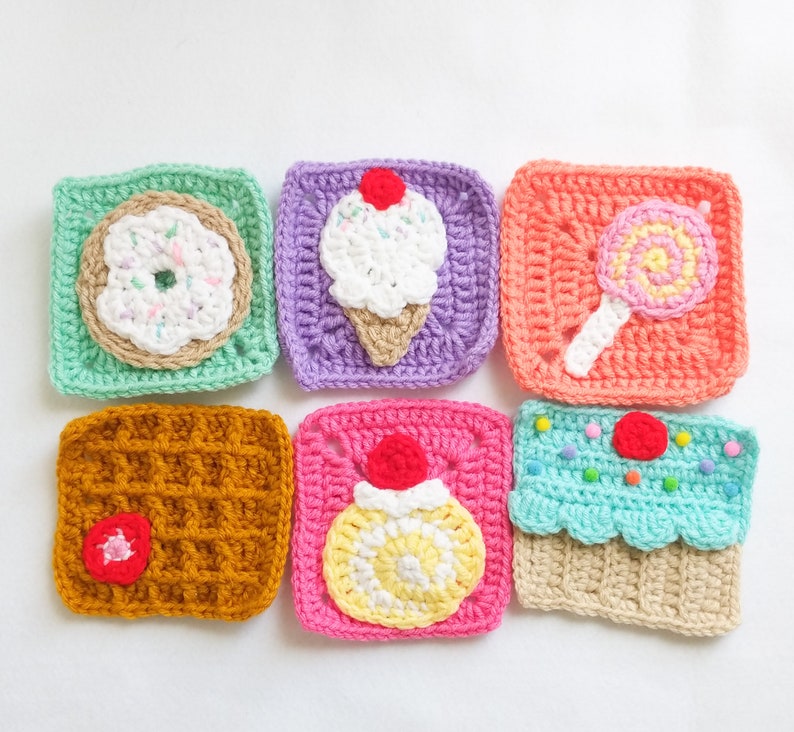 Sweet Treats Applique Patterns - Crochet Tutorial Granny Squares - Etsy