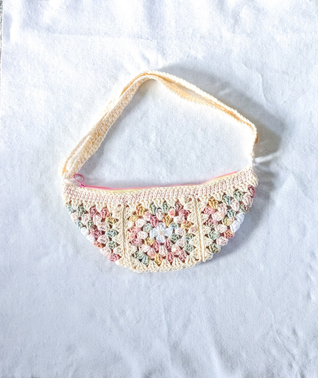 Pastel Rainbow Crochet Fanny Pack, Crochet Bum Bag, With Adjustable ...