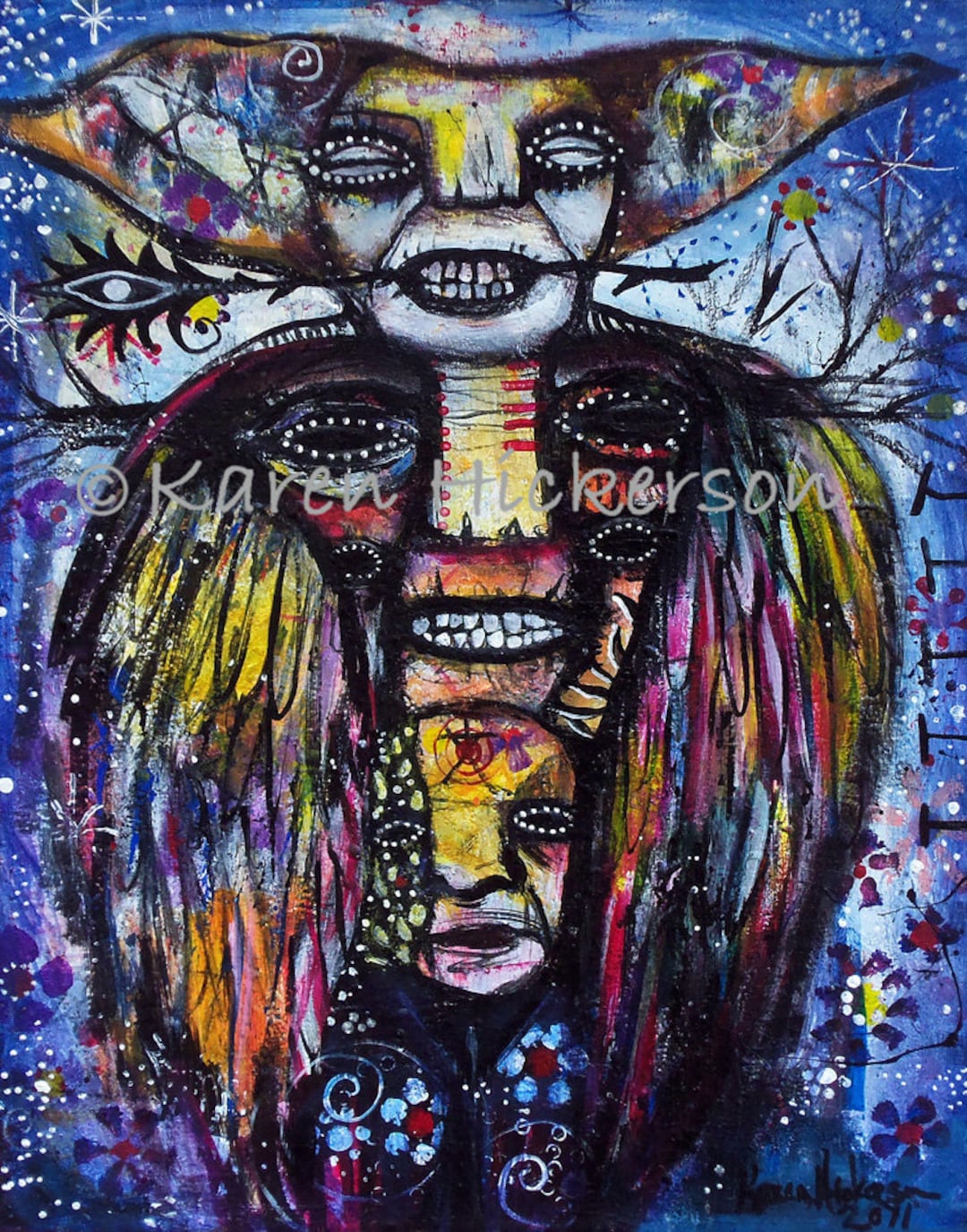 VOODOO Queen Marie Laveau PAINTING Original Oil Canvas Urban Primitive ...