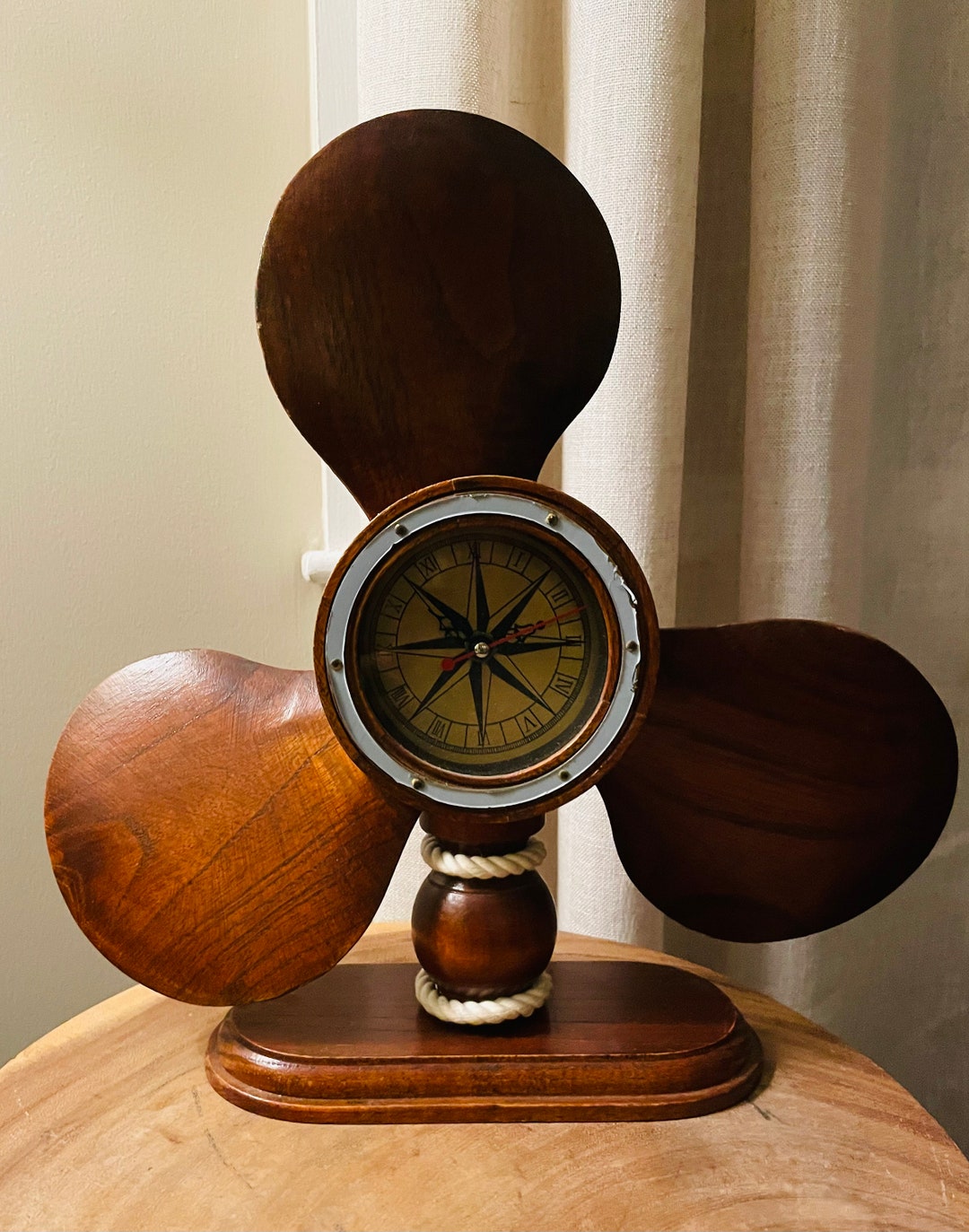 Nautical Wood Propeller Clock on Stand - Etsy