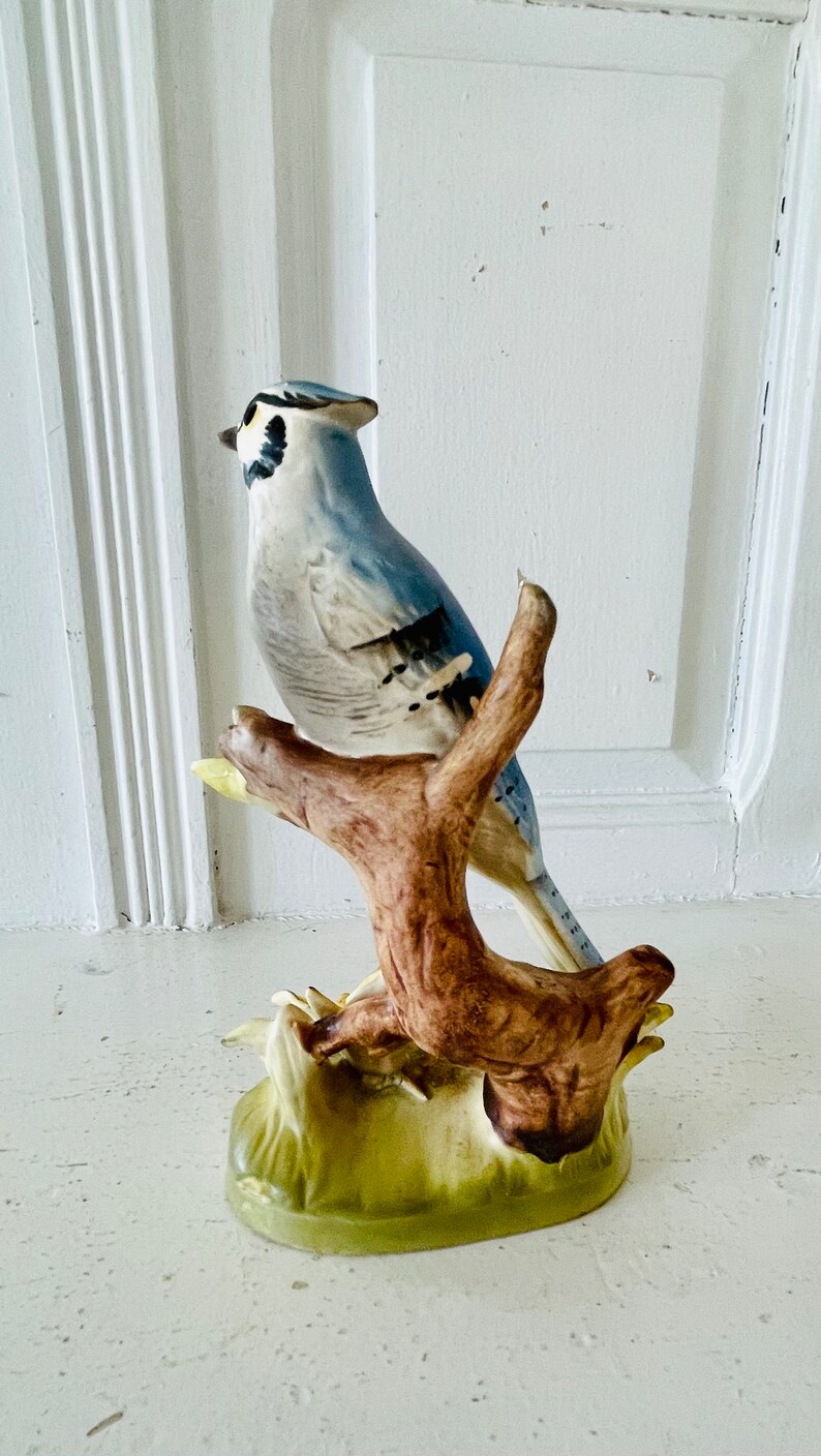 Vintage Ceramic Porcelain Blue Jay Bird Figurine - Etsy