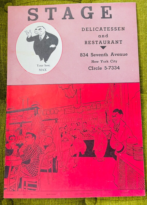 Sale RARE 1950s STAGE Deli Menu Featuring Al Hirschfeld - Etsy