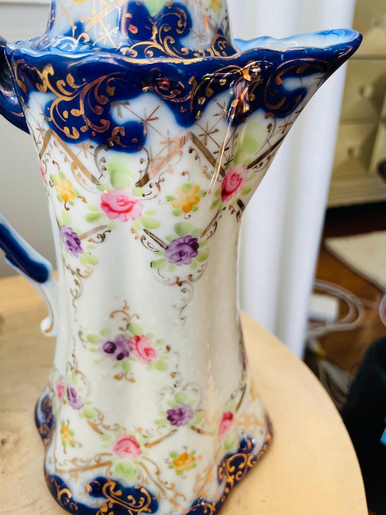 Vintage Japanese Nippon Floral Chocolate Pots, Cobalt Blue/gold & Deep ...