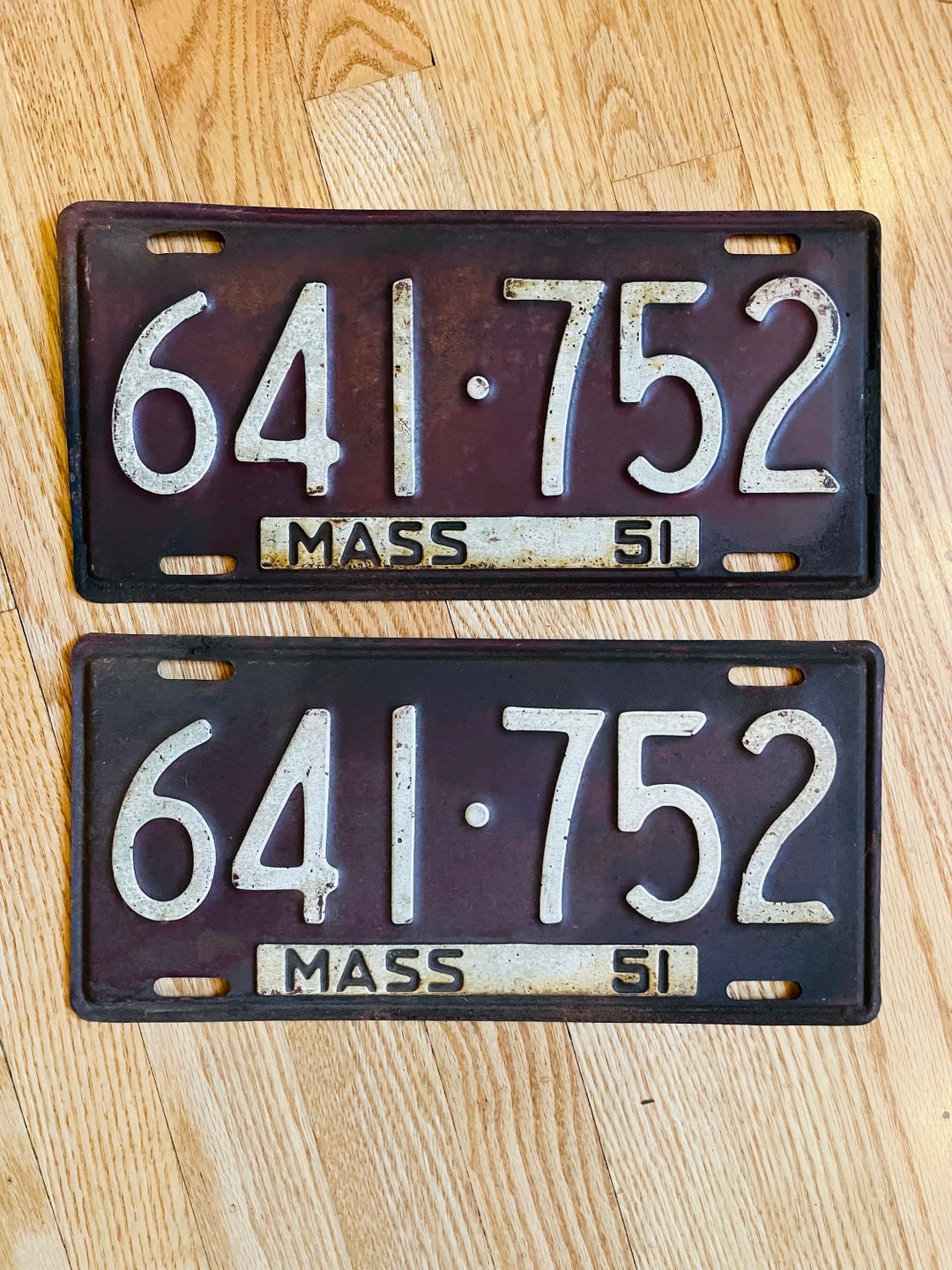 Pair of Vintage 1951 Massachusetts Red License Plates - Etsy