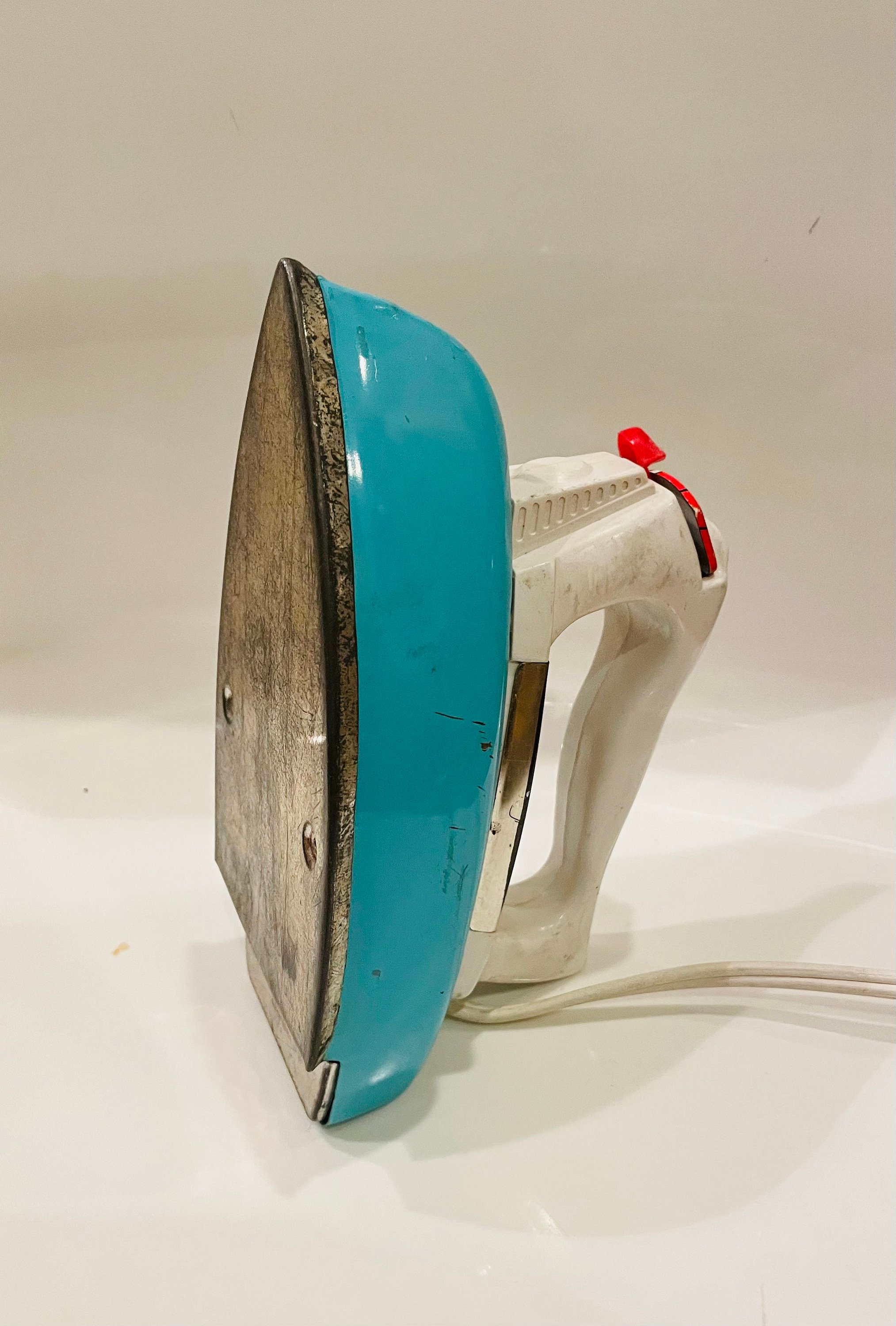 Vintage Turquoise Blue and White Mid Century Child’s Iron - Etsy