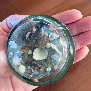 Vintage Glass Paperweight Filled With Tiny Seashells - Etsy