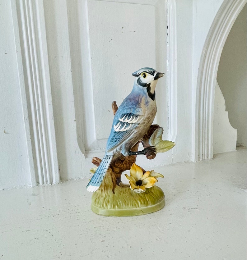 Vintage Ceramic Porcelain Blue Jay Bird Figurine - Etsy