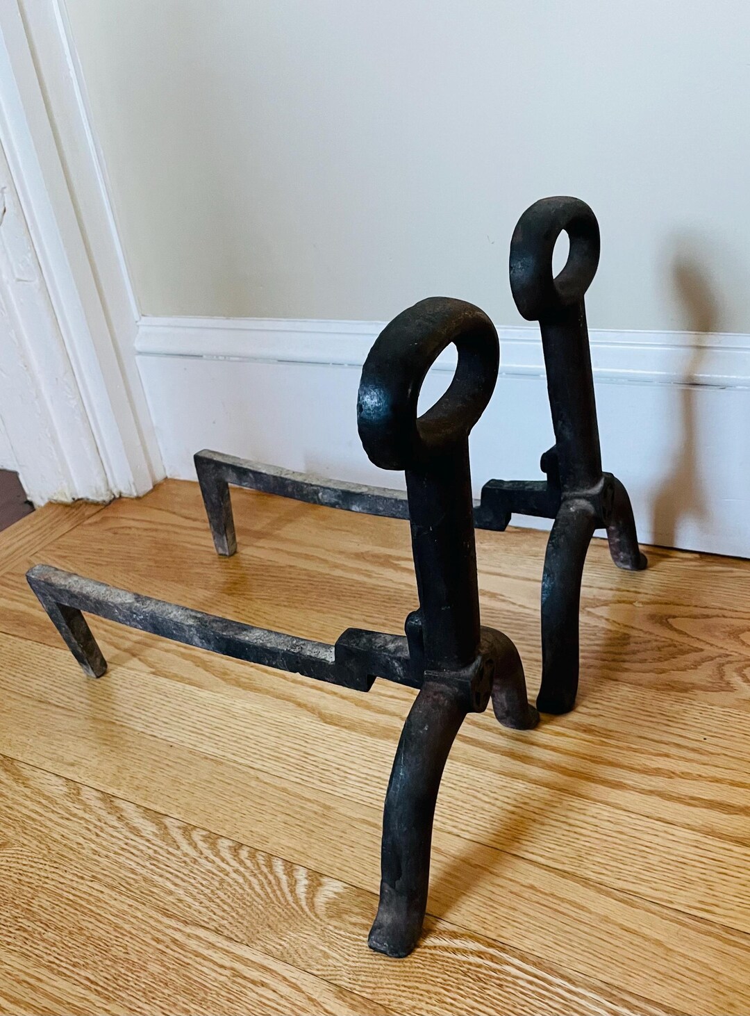 Vintage Cast Iron Rustic Keyhole Fire Dogs Andirons - Etsy