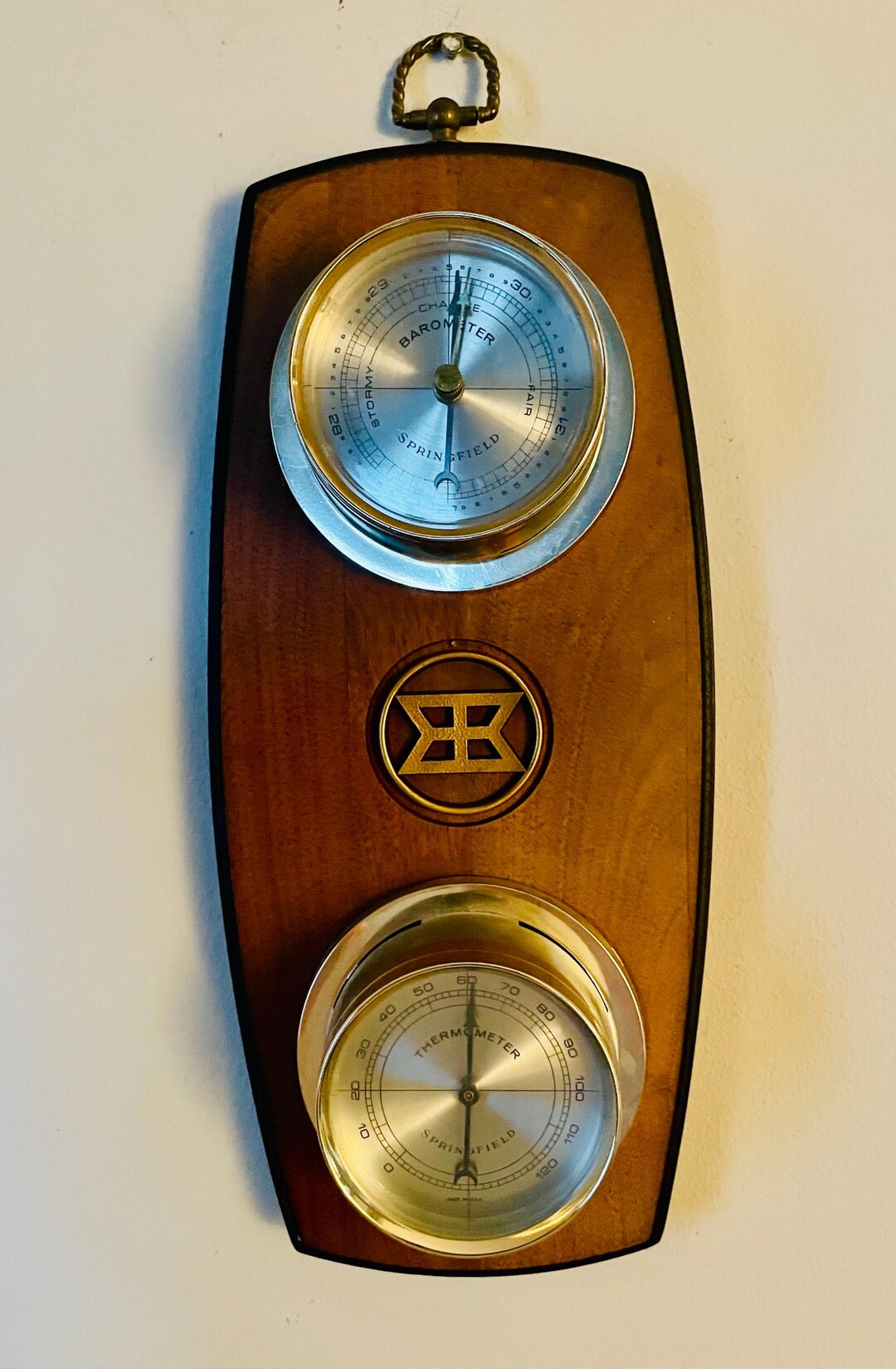 VINTAGE Springfield Barometer, Thermometer Weather Station Wall Decor ...