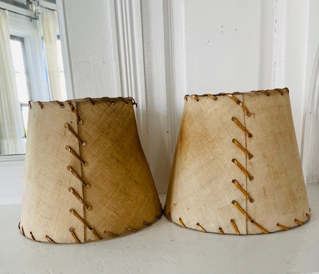 Vintage Pair of Fiberglass Whipstitch Small Lamp Shades - Etsy