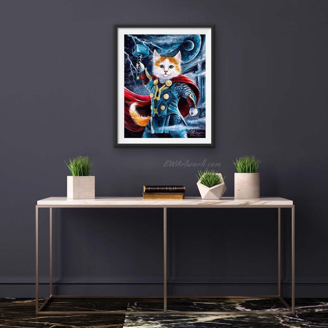 Giclée Prints & CANVASES, "thor Kitty", Superhero Cat, (please Read ...