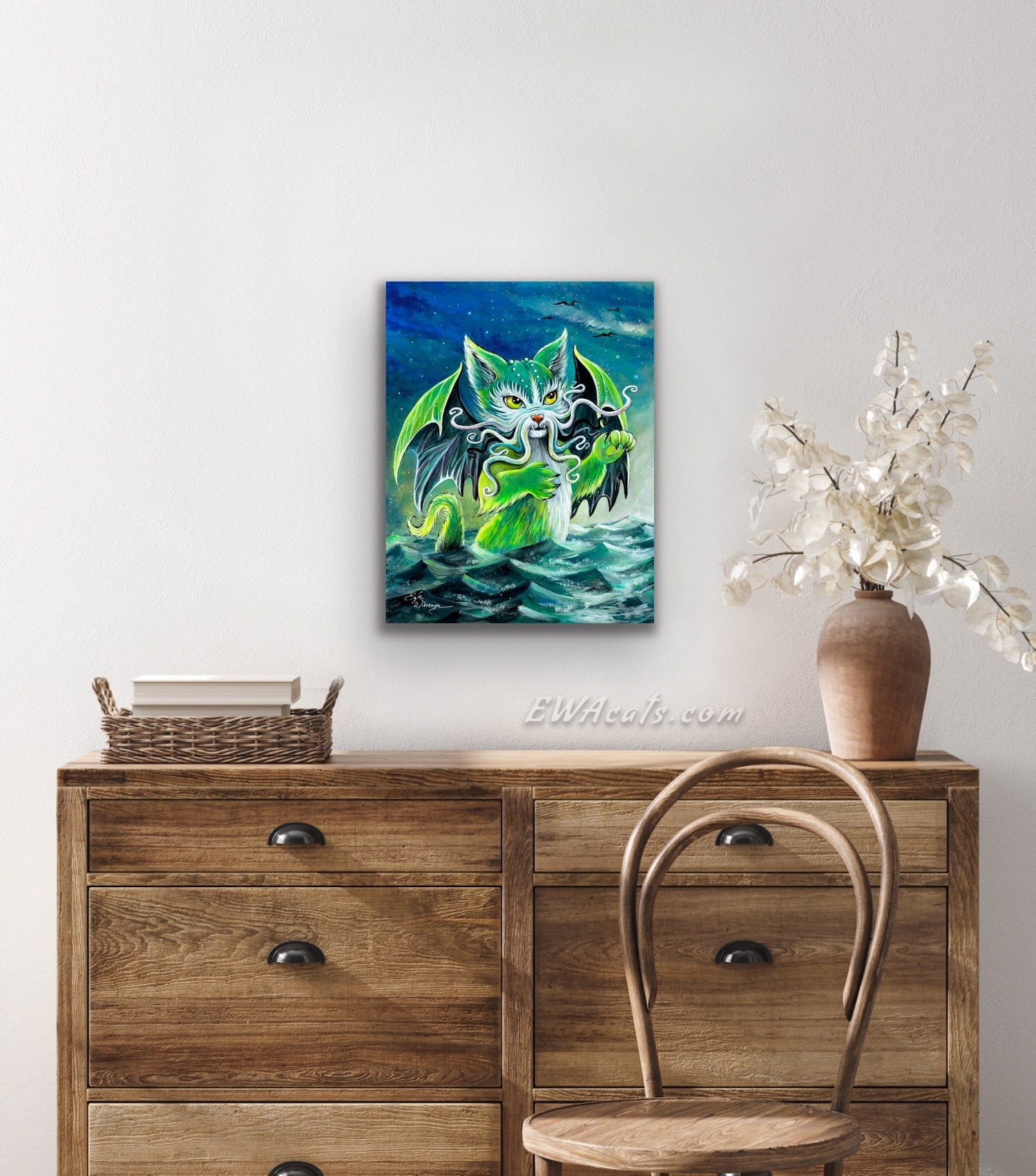 Cthulhu Cat Art Print, Spooky Halloween Wall Decor - Etsy