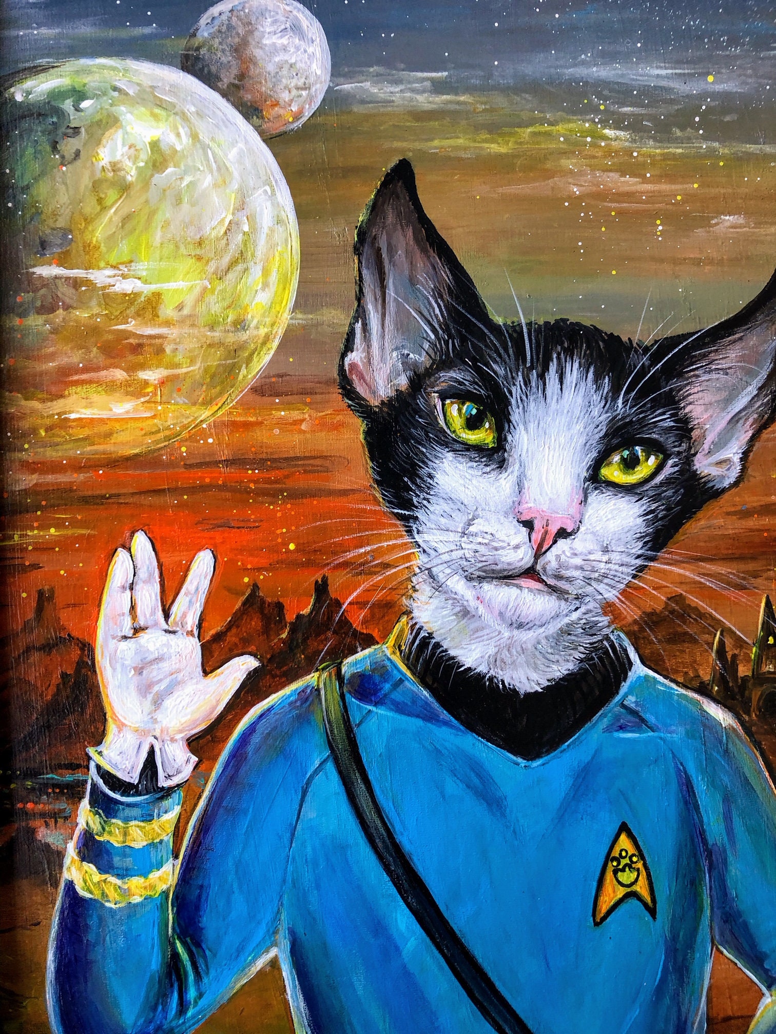 ORIGINAL PAINTING live Long and Purr Cat Art by | Etsy