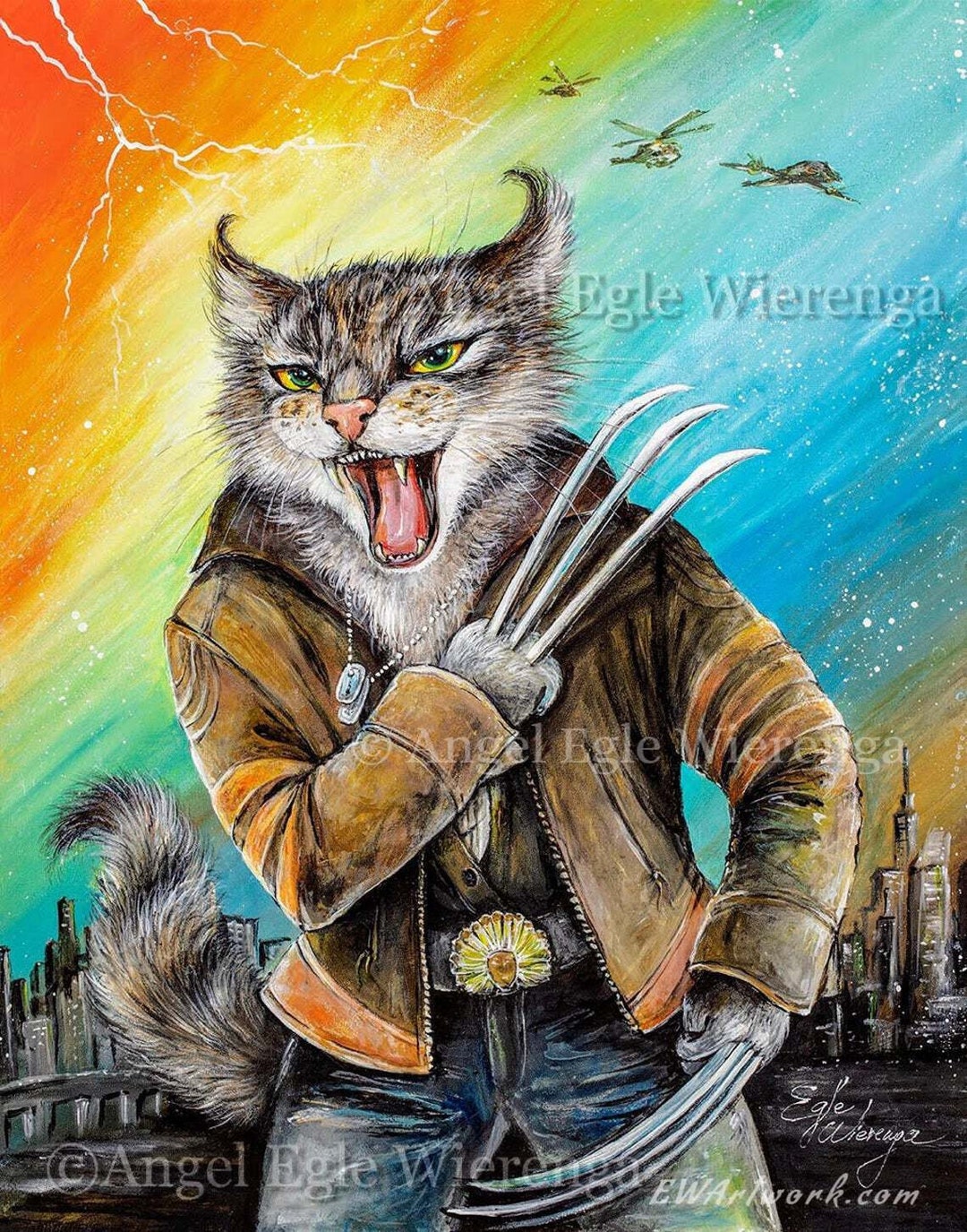 Giclée Prints & CANVASES, "cat Man Logan", Cat Art (please Read "item ...