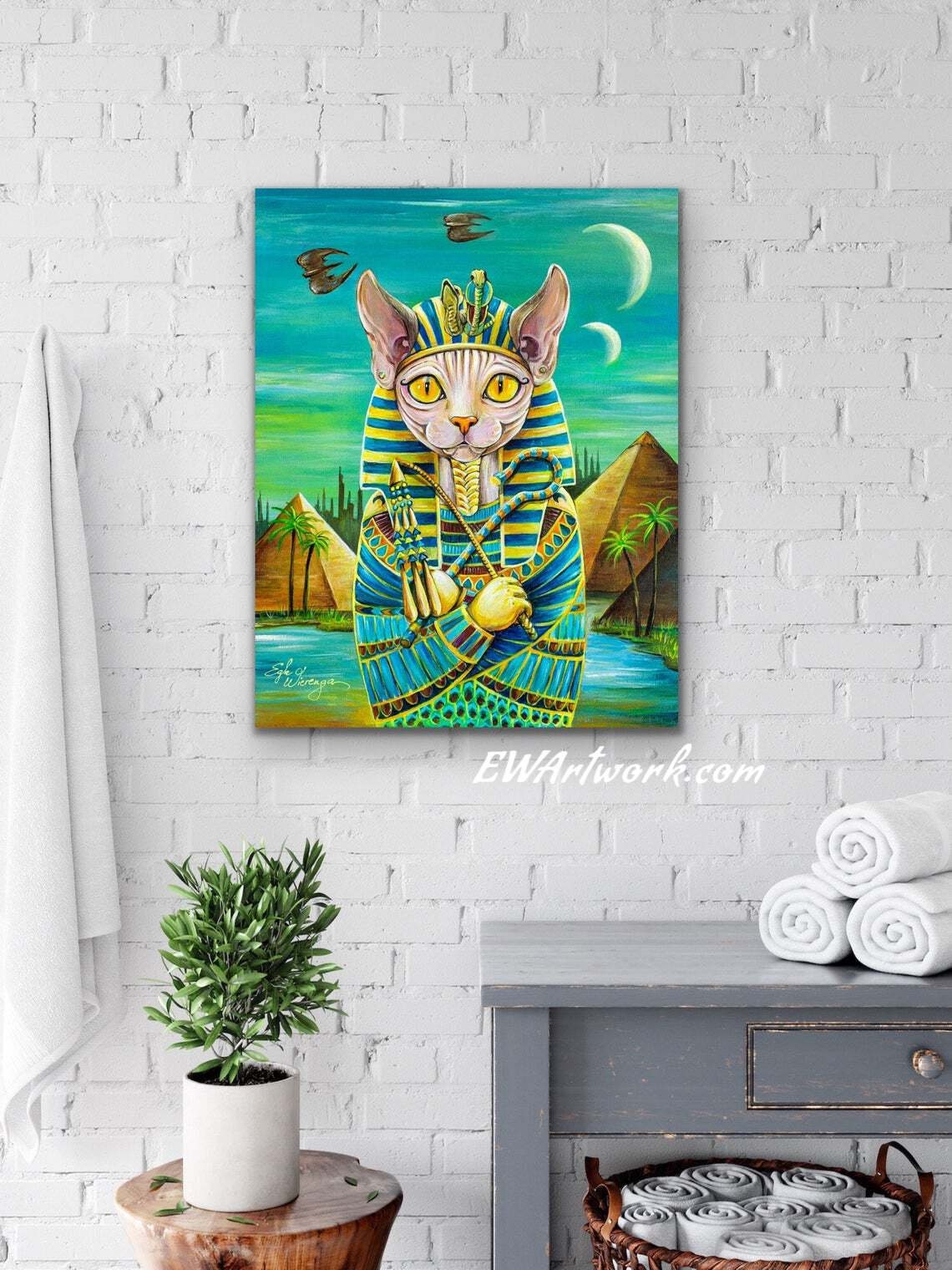 Giclée Prints & Canvases" Kitty Tut", Cat Art, Tutankhamun Cat (please ...