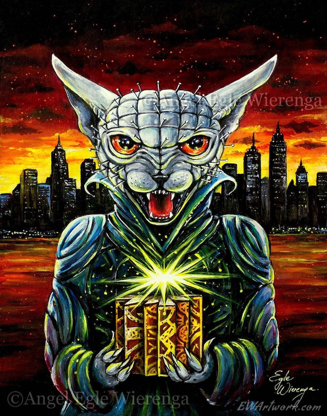 Giclée Prints & CANVASES, "hell Kitty", Hellraiser Cat, Halloween ...