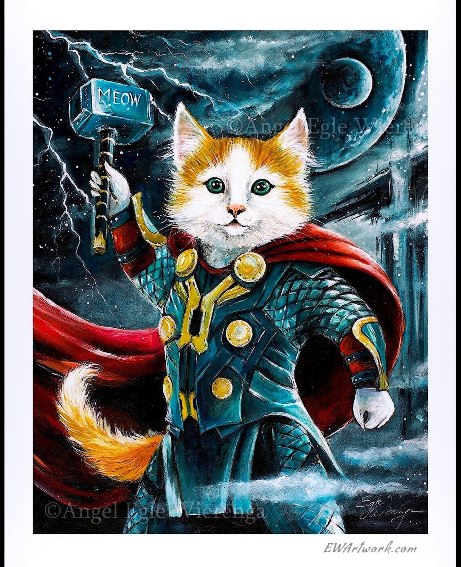 Giclée Prints & CANVASES thor Kitty Superhero - Etsy