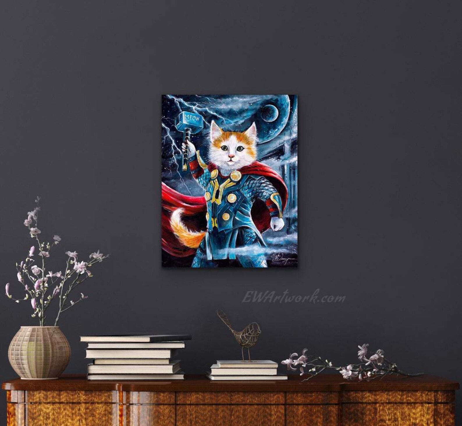 Giclée Prints & CANVASES, "thor Kitty", Superhero Cat, (please Read ...