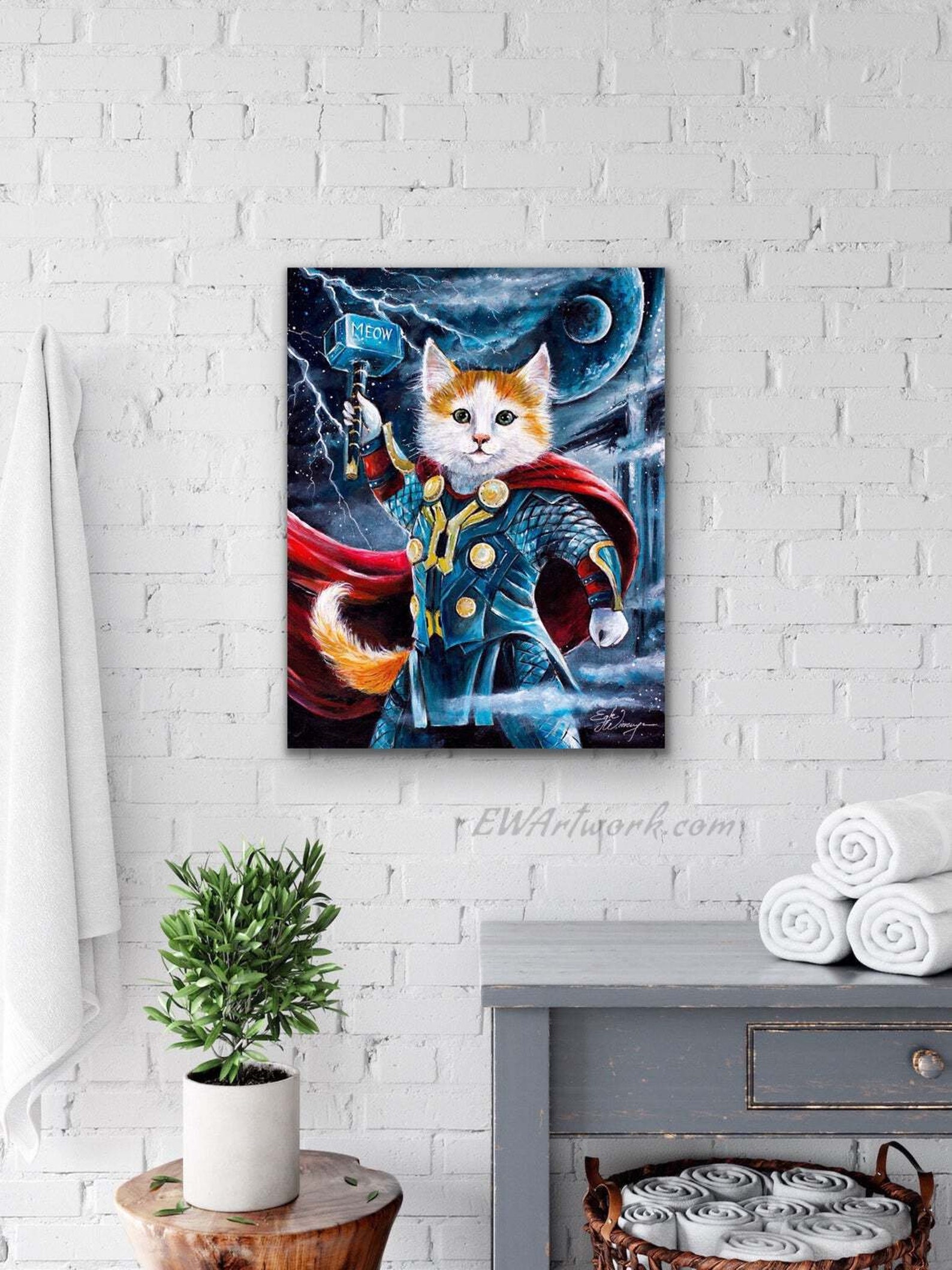 Giclée Prints & CANVASES, "thor Kitty", Superhero Cat, (please Read ...