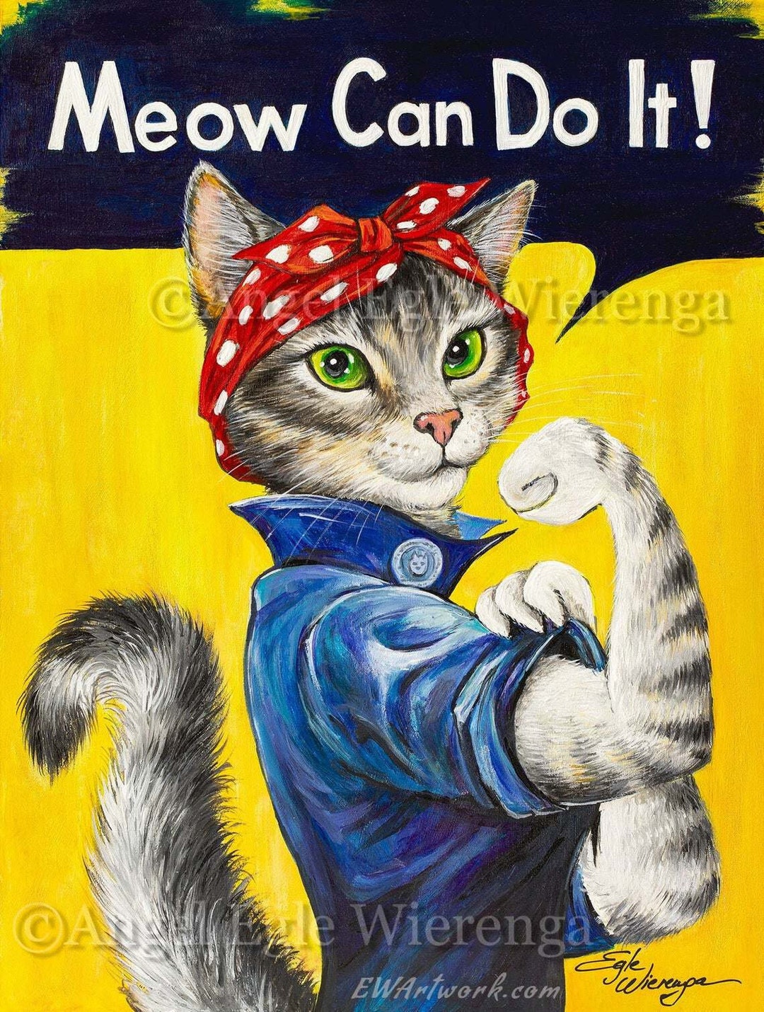 Giclée Prints & CANVASES "meow Can Do It!", Cat Art (please Read ...