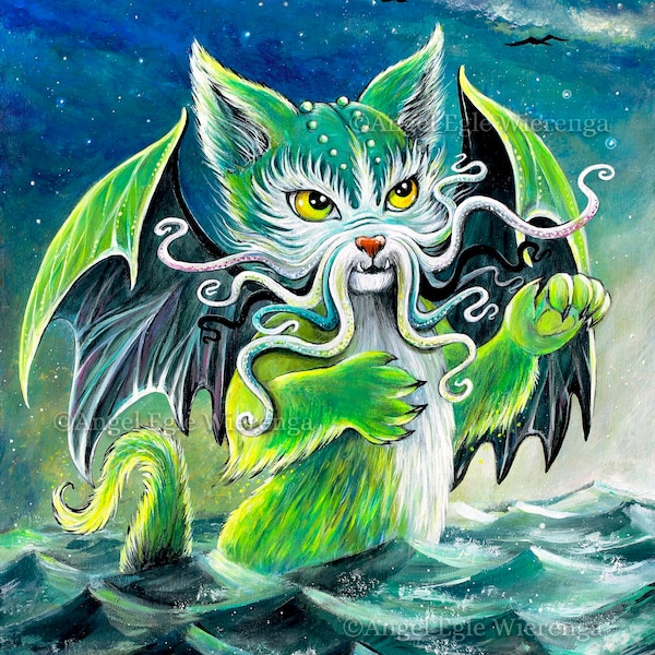 Cthulhu Cat Art - Etsy