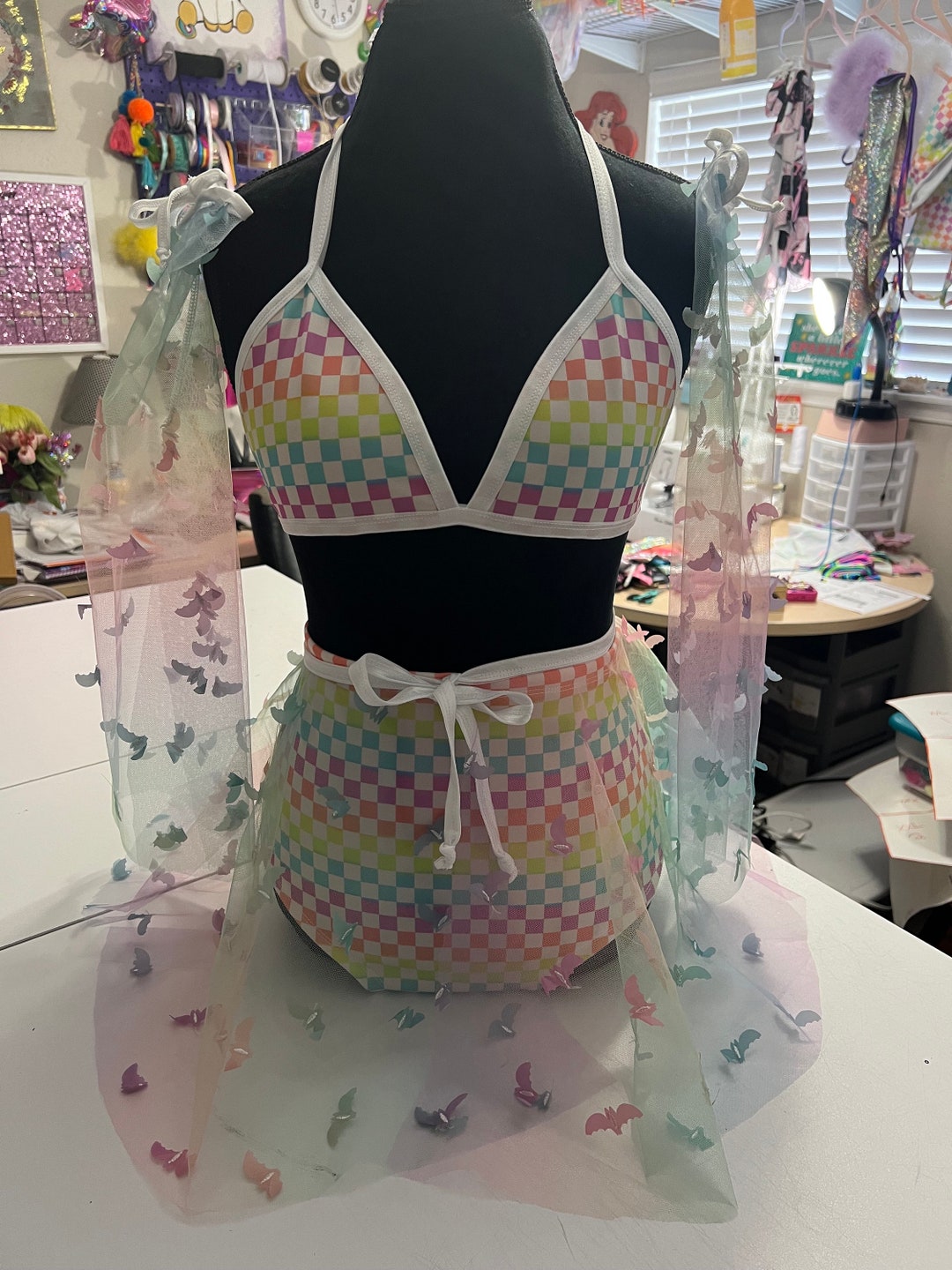 Custom Spooky Set Bat Babe Rave Wear Halloween Rave Fashion Edm Style ...