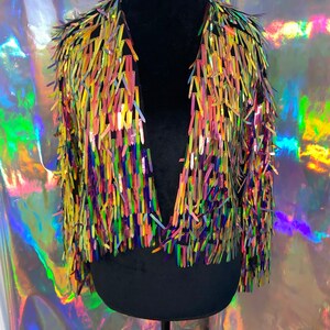Golden Rainbow Sword Sequin Jacket / sequin kimono/ tinsel | Etsy