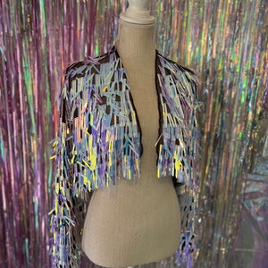 Iridescent Sword Sequin Jacket • Tinsel Jacket • Sequin Fabric • Rave ...