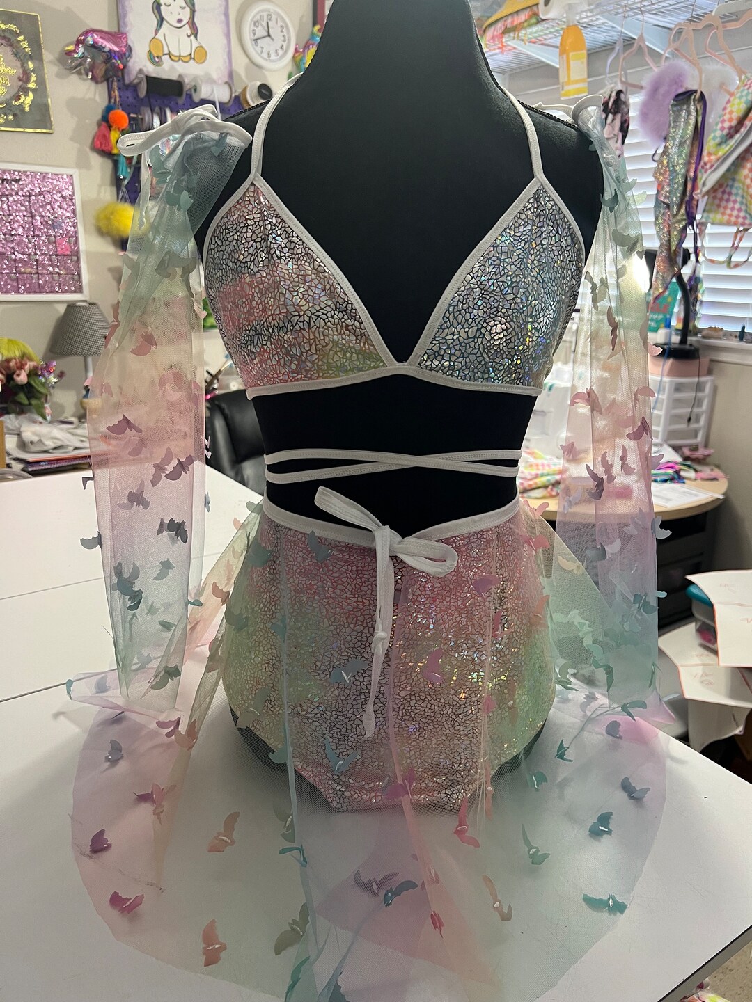 Custom Spooky Set Bat Babe Rave Wear Halloween Rave Fashion Edm Style ...