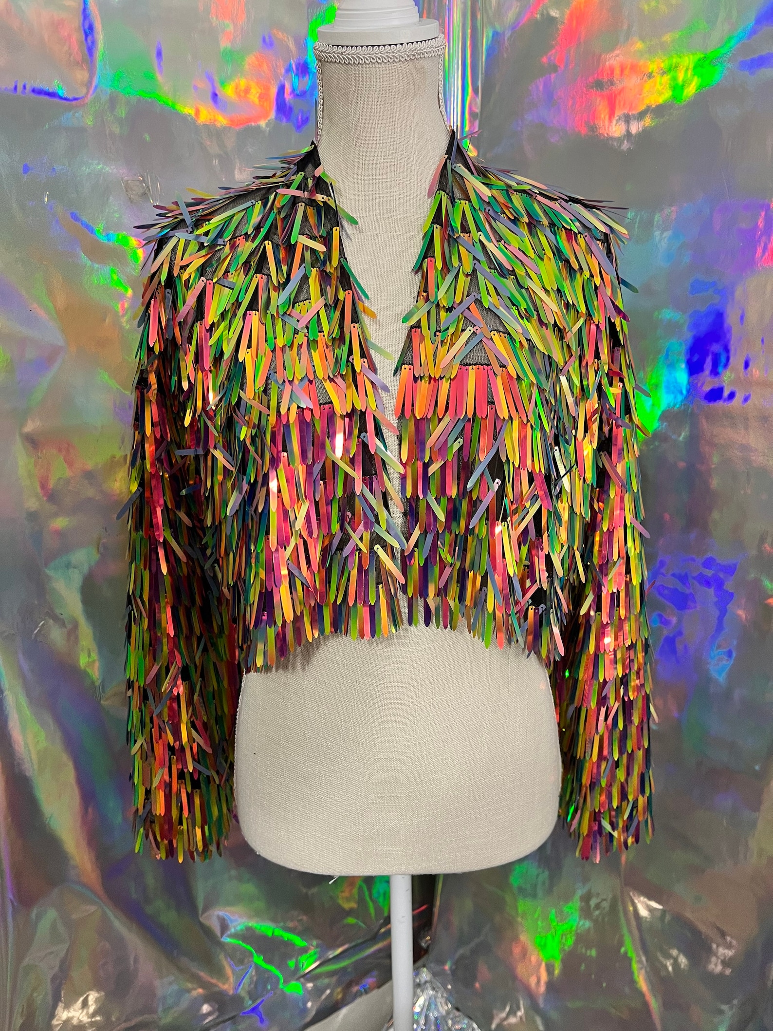 Golden Rainbow Sword Sequin Jacket / Sequin Kimono/ Tinsel - Etsy