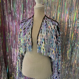 Iridescent Sword Sequin Jacket • Tinsel Jacket • Sequin Fabric • Rave ...