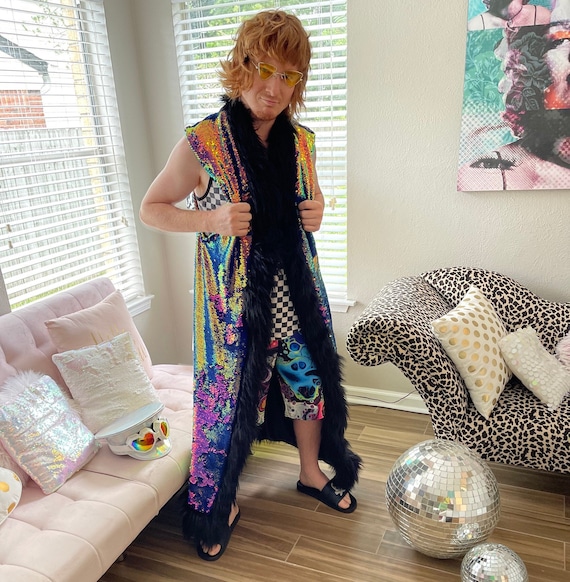 Custom Sequin Fur Vest Sequin Fur Jacket Sequin Fur Vest - Etsy