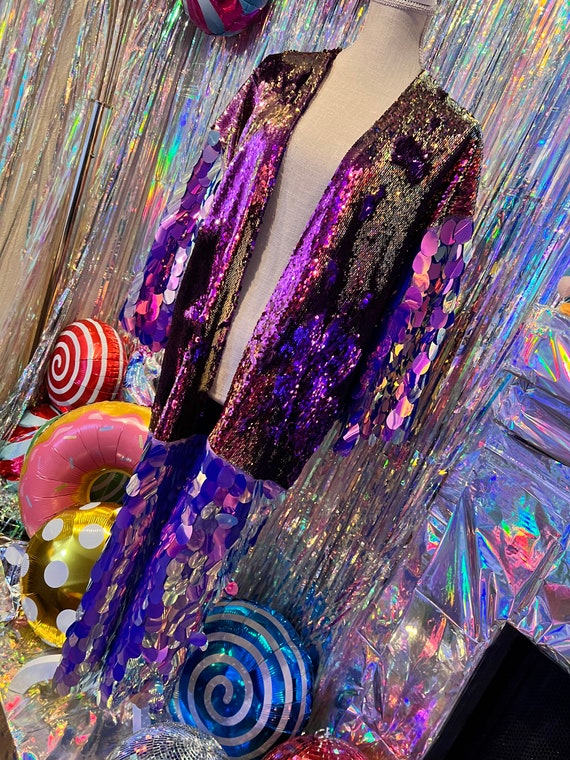 Sequin Robe With Multiple Sequin Styles Sequin Jacket flip - Etsy