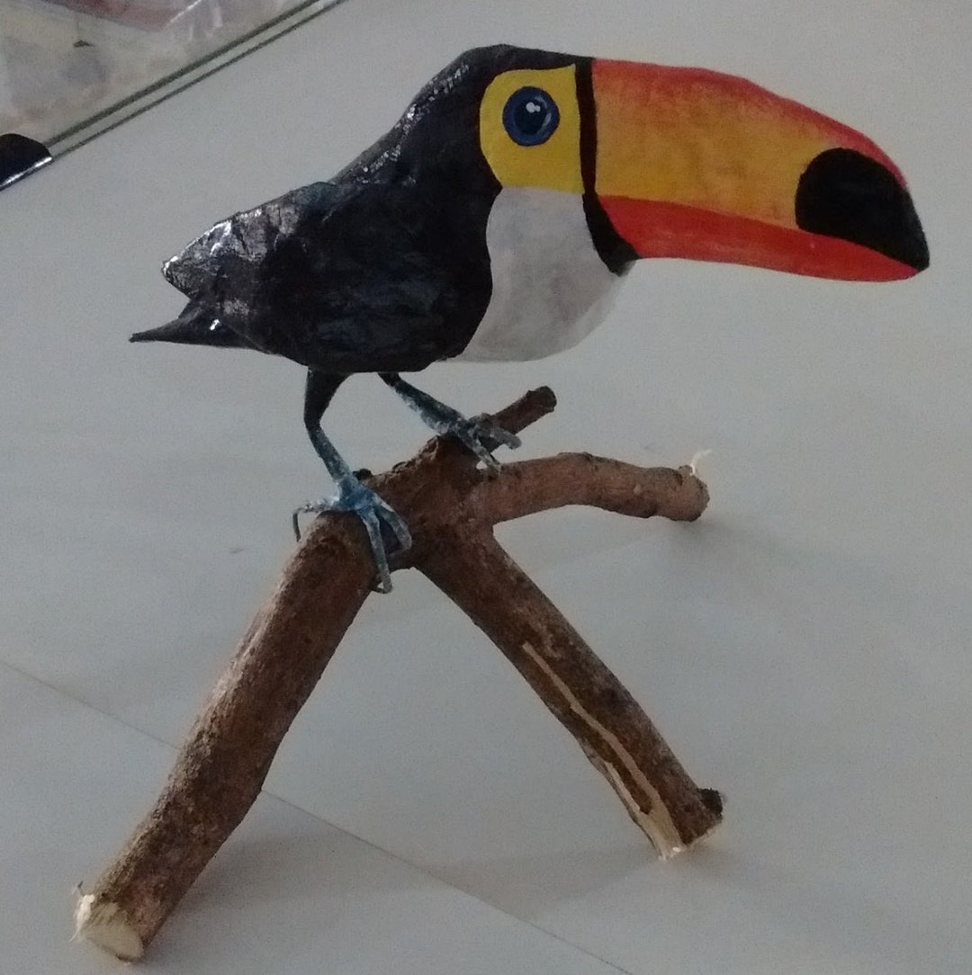 Hand Made Paper Mache Bird Sculpture Brazilian Toucan Papercraft ...
