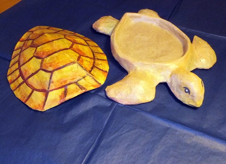 Paper Mache TURTLE Jewellery Box Tortoise - Etsy