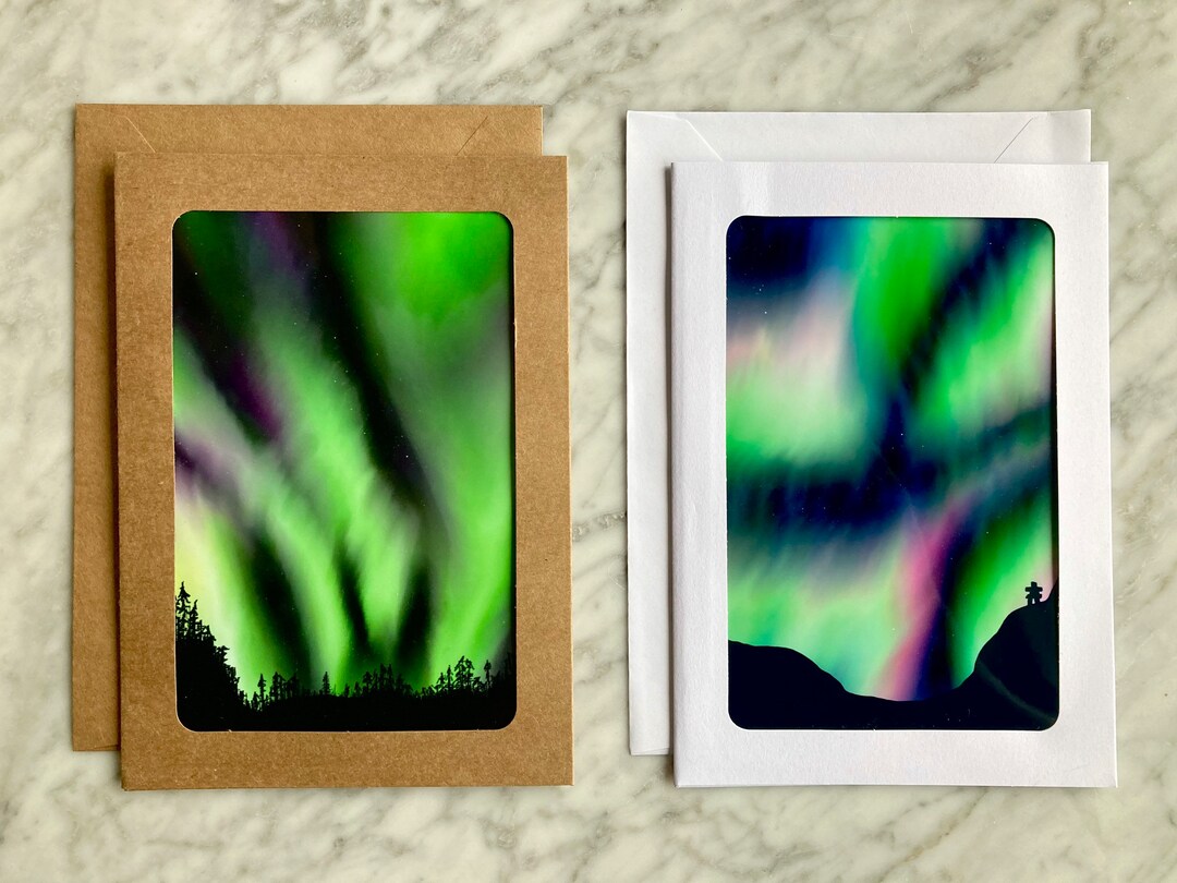 Northern Lights Card Aurora Borealis Card Print Northern - Etsy