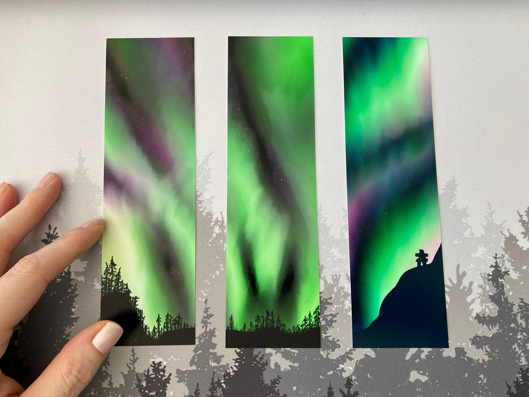 Northern Lights Bookmark: Aurora Borealis Digital Painting, Inuit Art ...