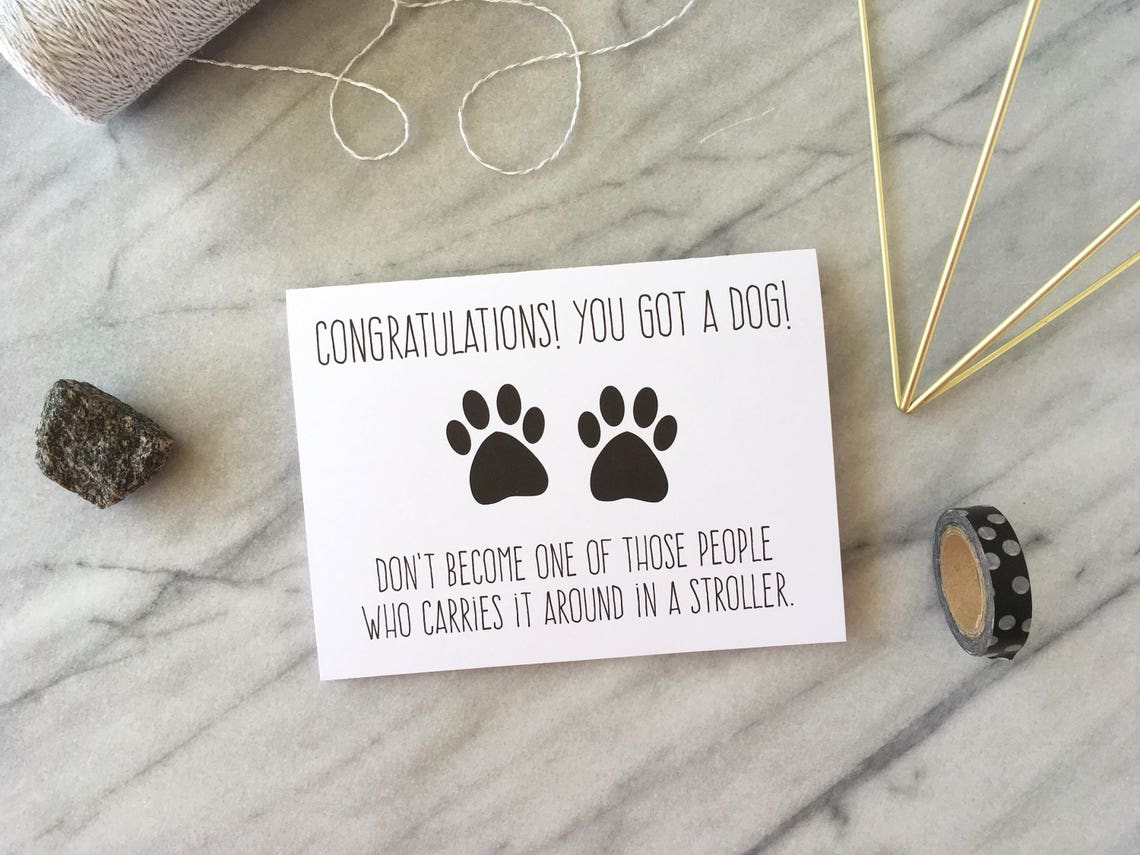 Funny Congratulations Card Funny New Pet Card Funny Got A Dog - Etsy