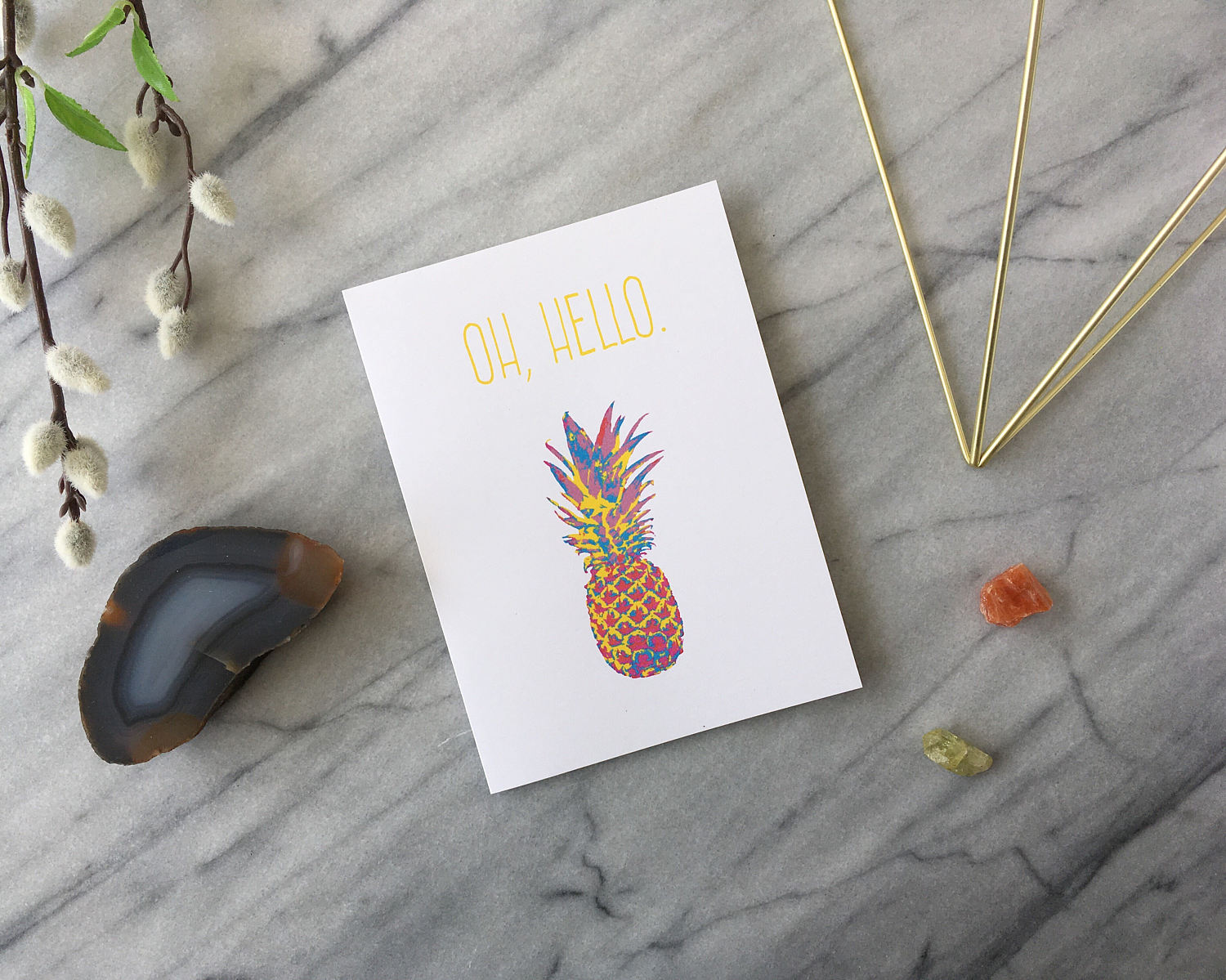 Oh Hello Pineapple Note Card — hi, love. greetings
