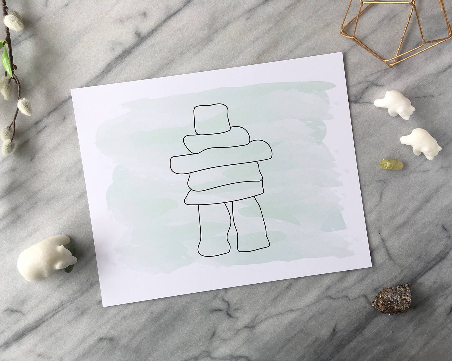 Inuksuk Digital Watercolour Art Print — hi, love. greetings